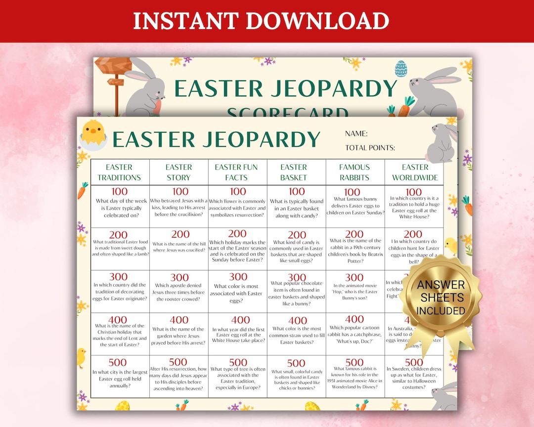 Easter Jeopardy Game Kit Printable, Easter Icebreaker Game, Easter ...