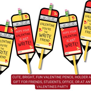 Valentine Pencil Holder, Printable Classroom Valentine Gift, Non Candy ...