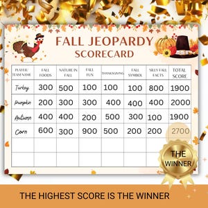 Fall Jeopardy Games Printable, Fun Autumn and Thanksgiving Trivia Games ...