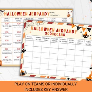 Halloween Jeopardy Game, Printable Halloween Trivia, Halloween Office ...