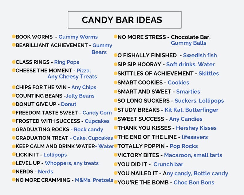 Graduation Candy Bar Sign Set, Printable Graduation Candy Label ...