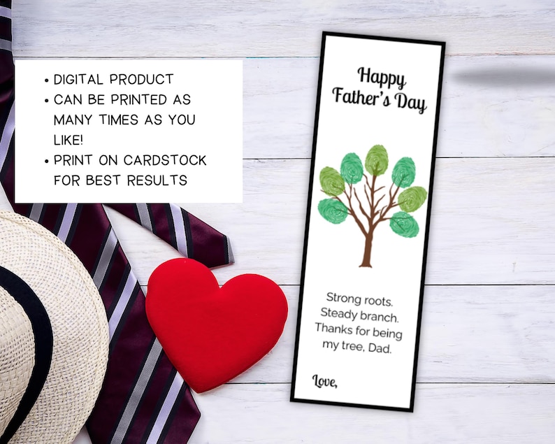 Printable Fingerprint Bookmark for Father's Day, DIY Fingerprint ...