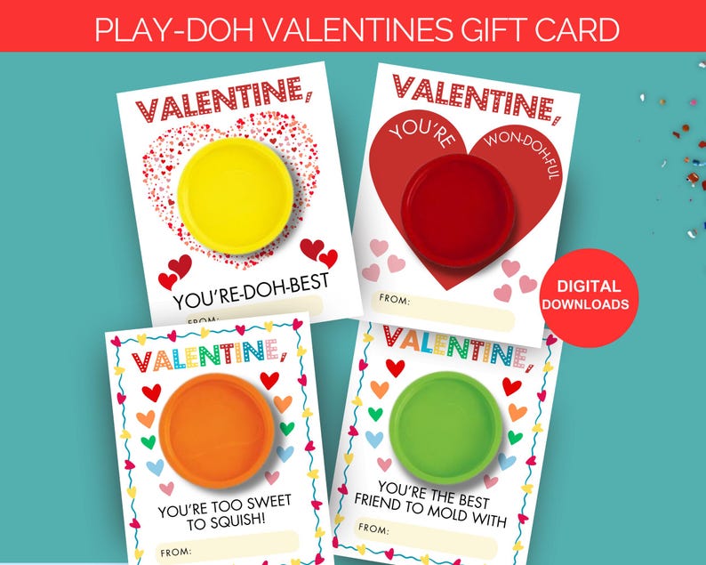 Play Doh Valentine Cards Holder, Printable Candy Free Valentines Day ...