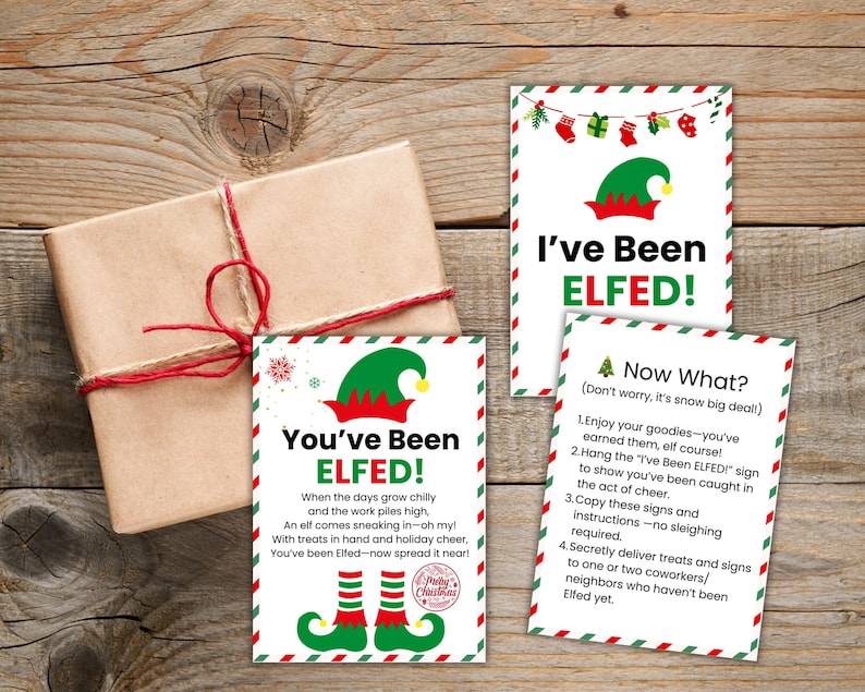 You've Been Elfed Printable, Christmas Holiday Workplace Gift Game ...