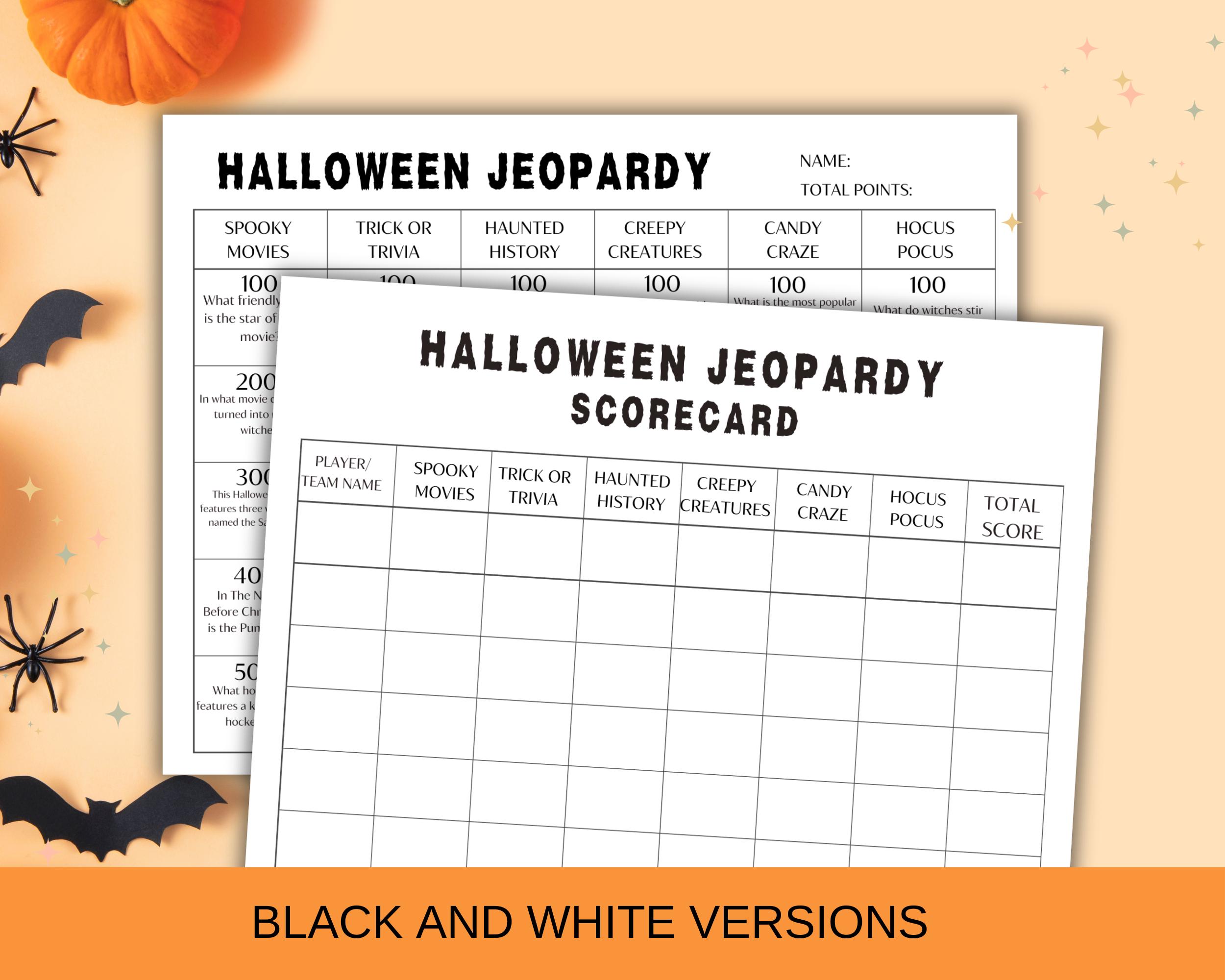 Halloween Jeopardy Game, Printable Halloween Trivia, Halloween Office ...