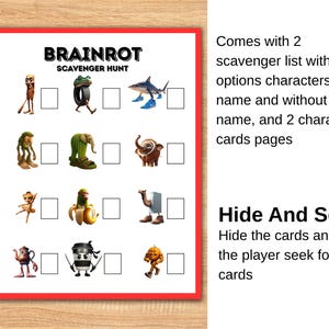 Brain Rot Scavenger Hunt Game Printable, Italian Brainrot Inspired ...