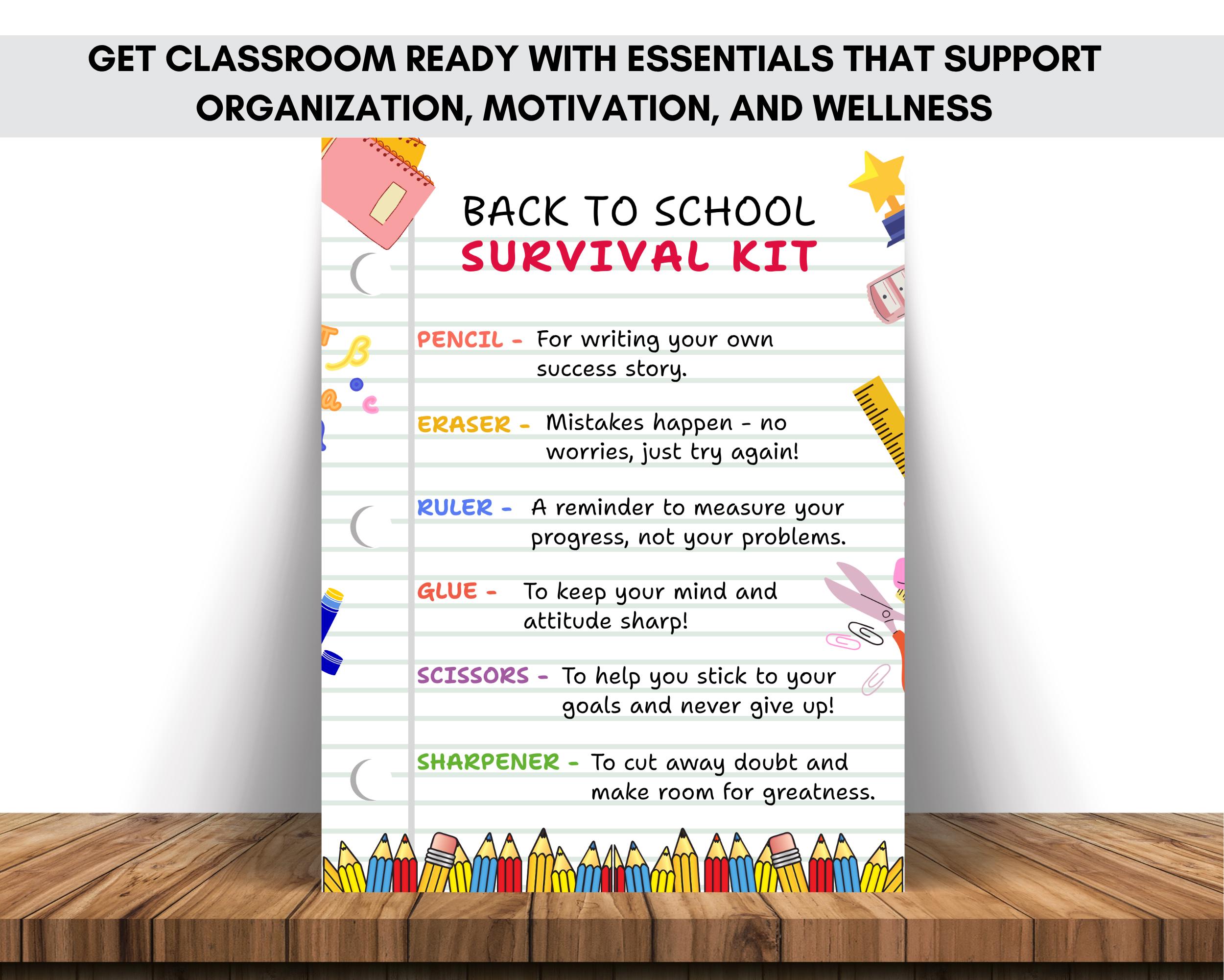Back to School Survival Kits Stationary, Printable First Day of School ...