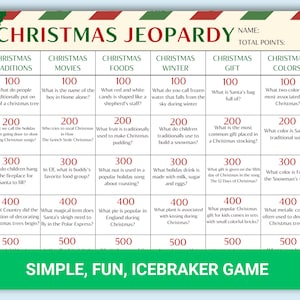 Christmas Jeopardy Game, Printable Holiday Trivia, Christmas Office ...