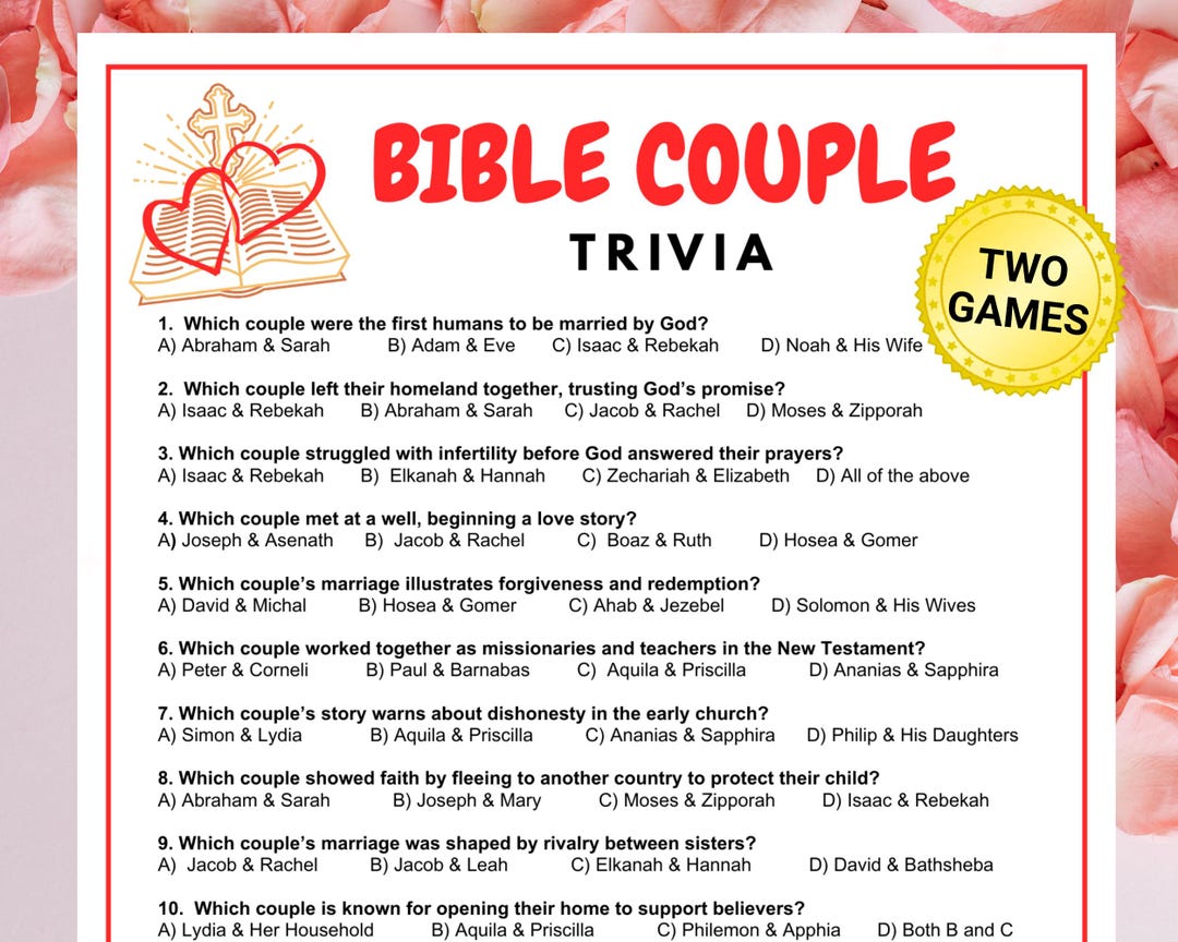 Bible Couples Trivia Game Christian Printable Bible Game, Fun Christian ...