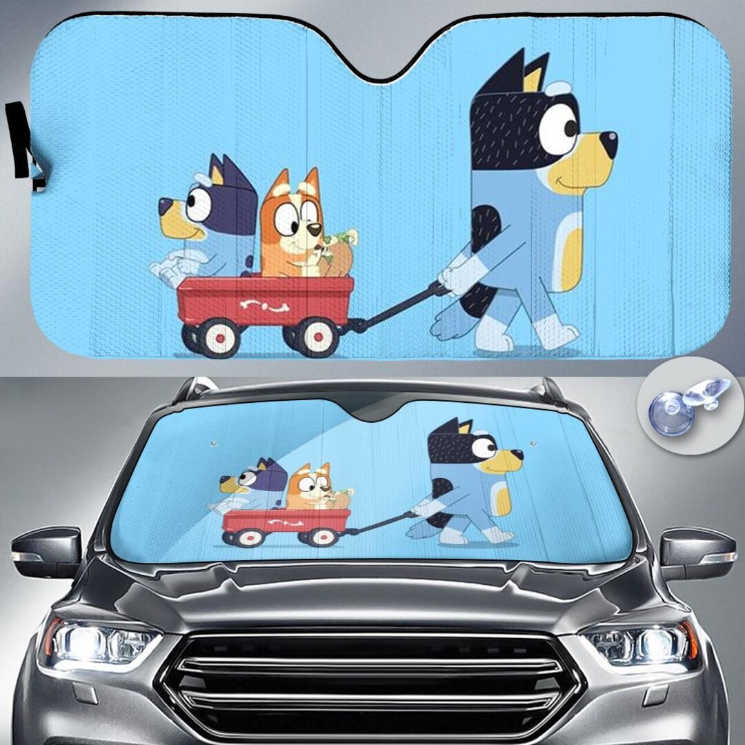 Bluey Car Sunshade, Bluey Daddy Auto Sun Visor, Windshield for Car ...