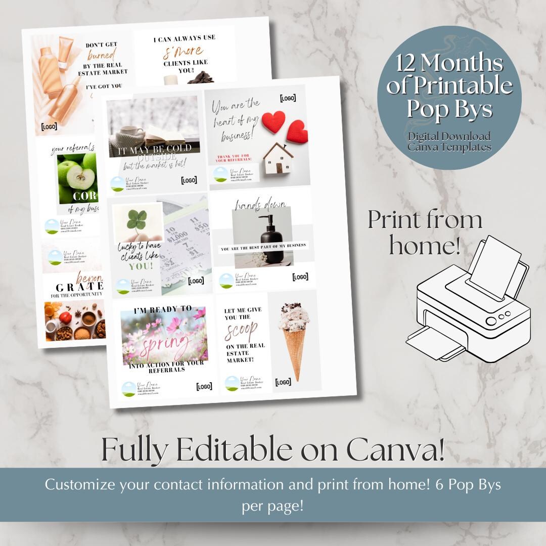 12 Months of Printable Pop Bys - Etsy