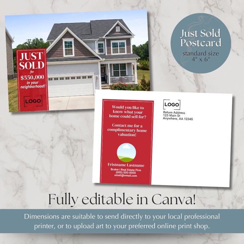Just Sold Postcard Canva Template - Etsy