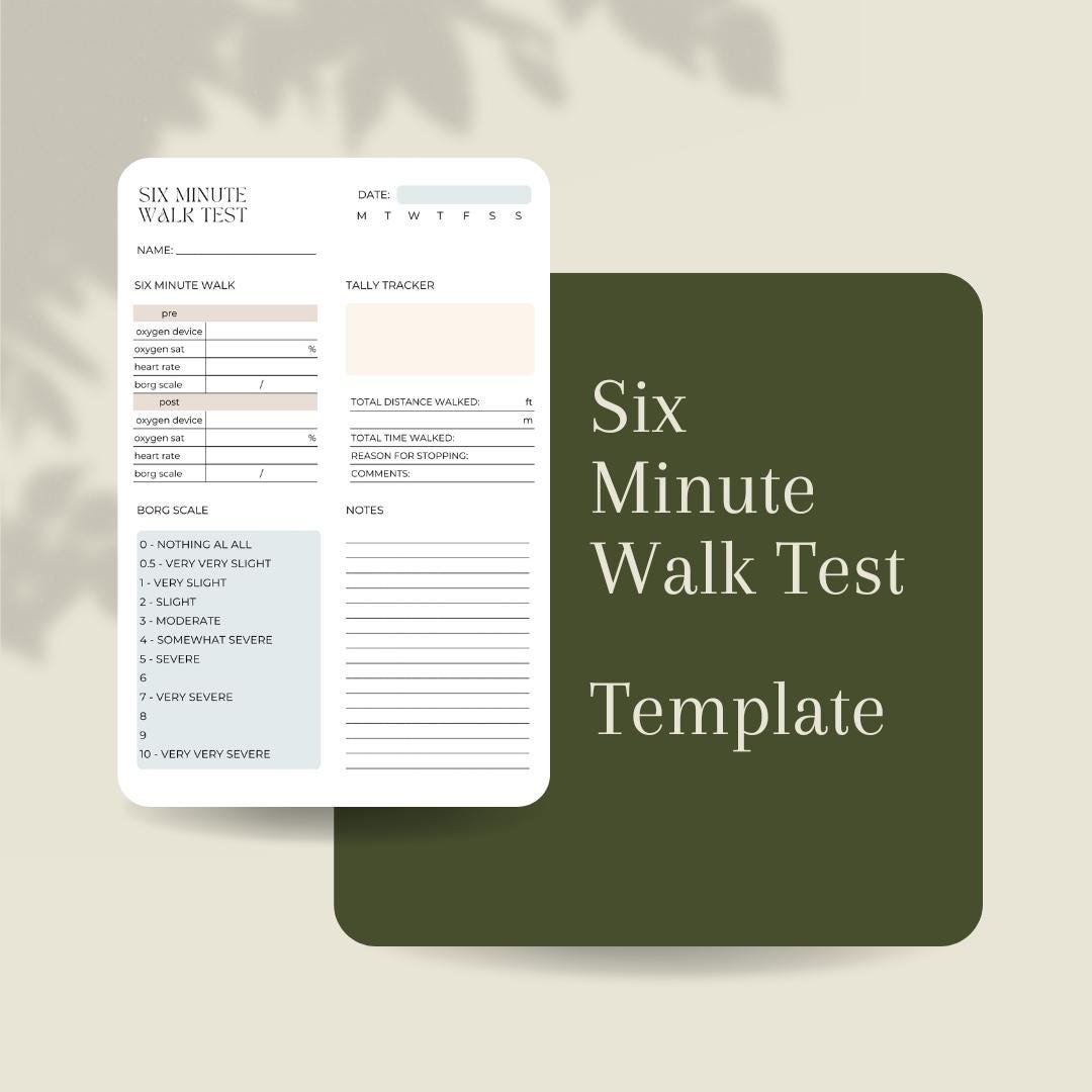 Six-minute Walk Test PDF Template Easy-to-use, Printable Health Tracker ...