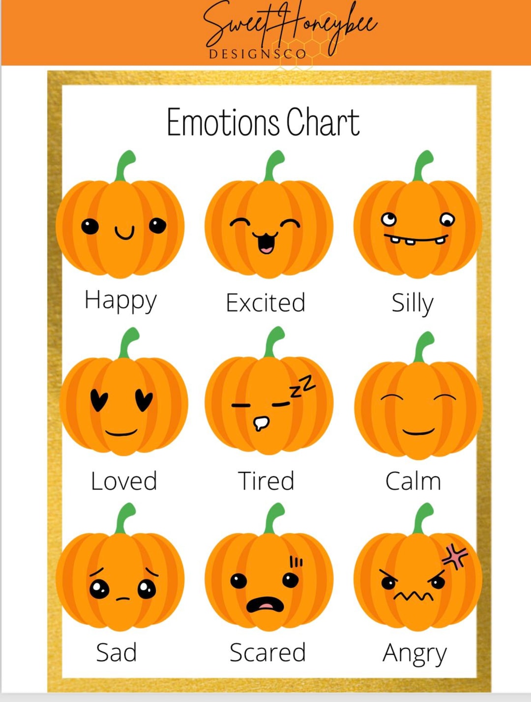 Pumpkin Emotions Chart - Etsy
