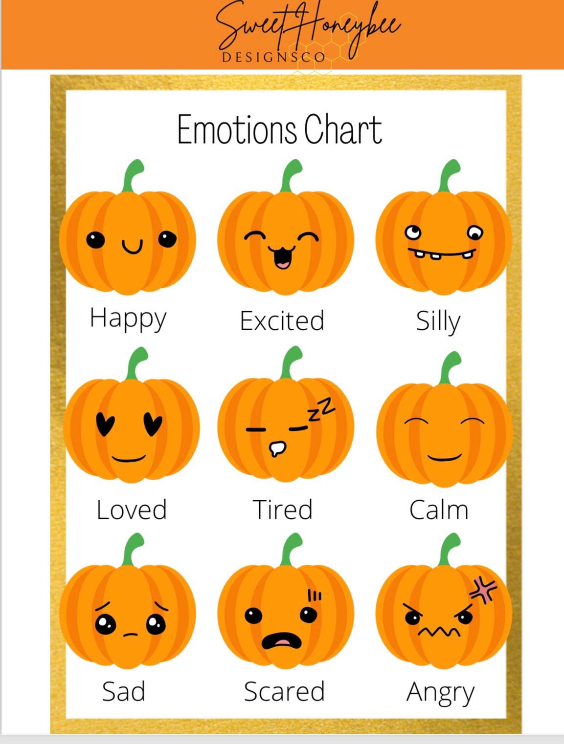 Pumpkin Emotions Chart - Etsy