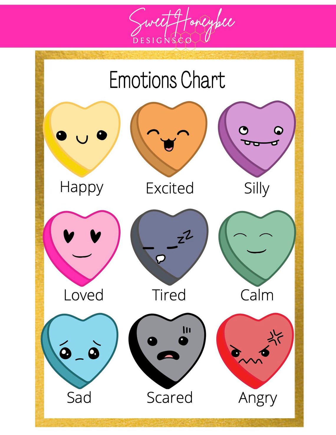 Valentines Candy Emotions Chart - Etsy