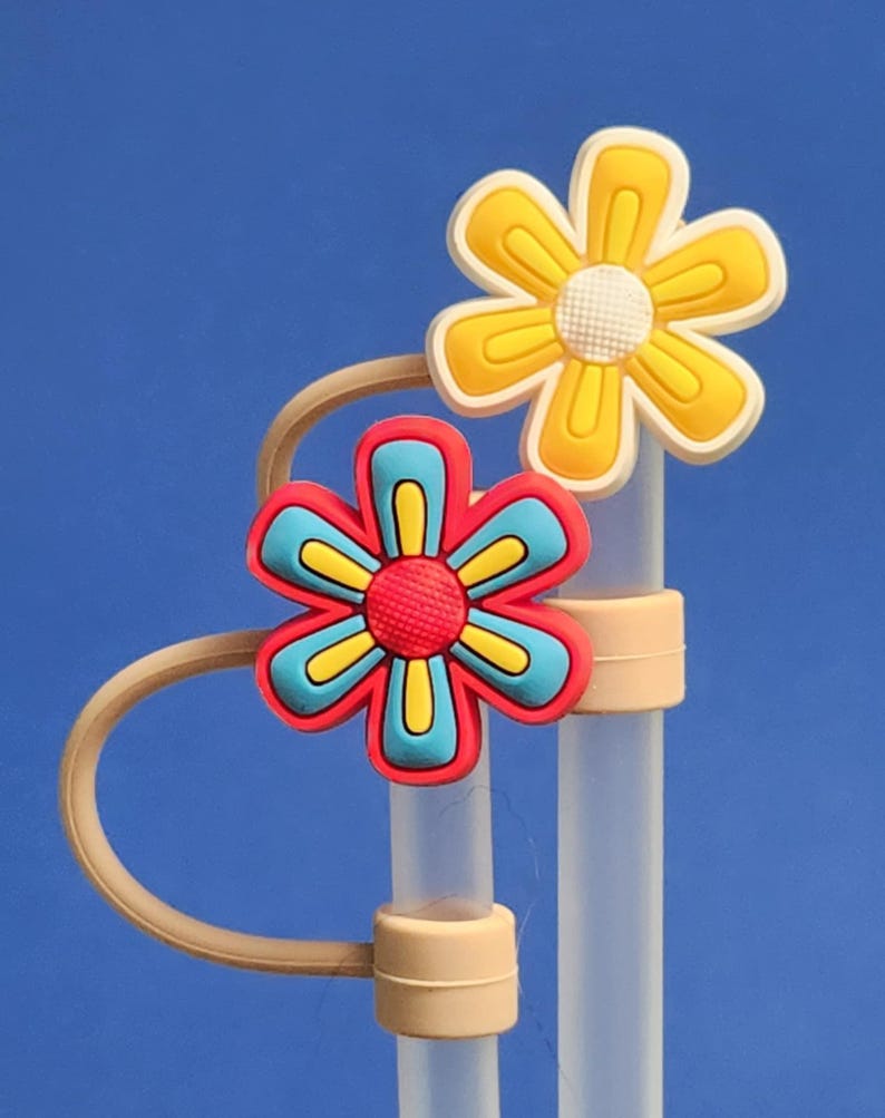 8mm Set of 2 Flower Straw Toppers - Etsy