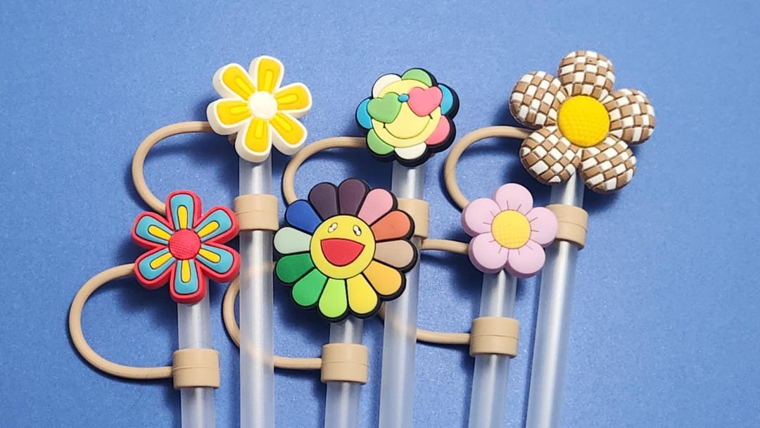8mm Set of 2 Flower Straw Toppers - Etsy