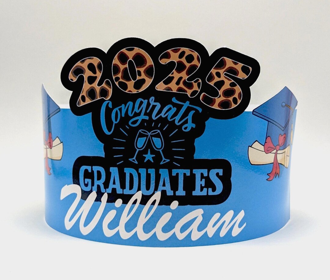 Custom 2025 Graduation Crown With Name – Leopard Print Congrats Party ...