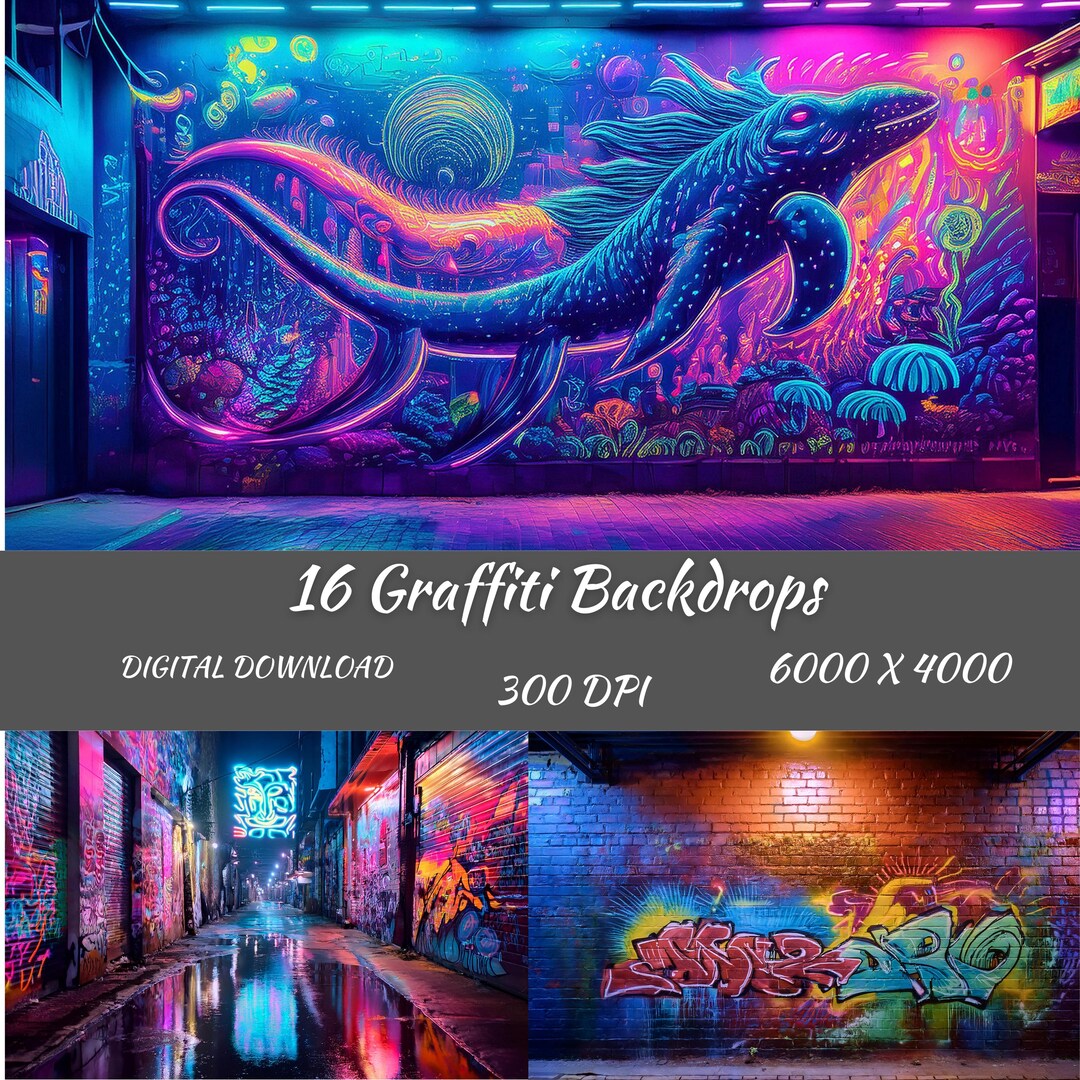 Colorful Graffiti Wall Backgrounds | Urban Art Overlays (digital ...