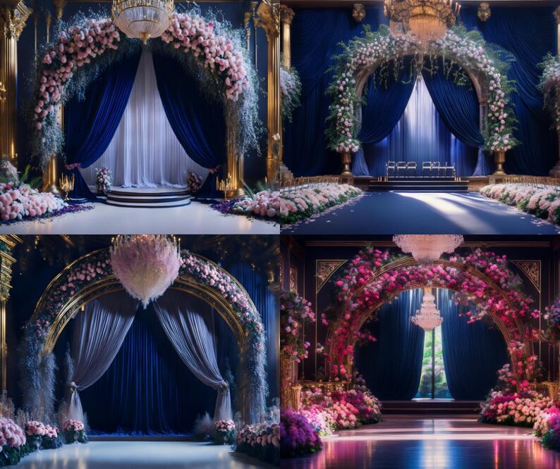 Elegant Floral Wedding Backdrop, Rose & Daisy Decor (digital Download ...