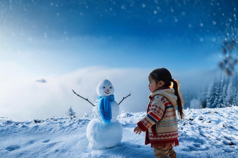 5 Little Snowman Backdrop,winter Background,christmas Composite ,mini ...