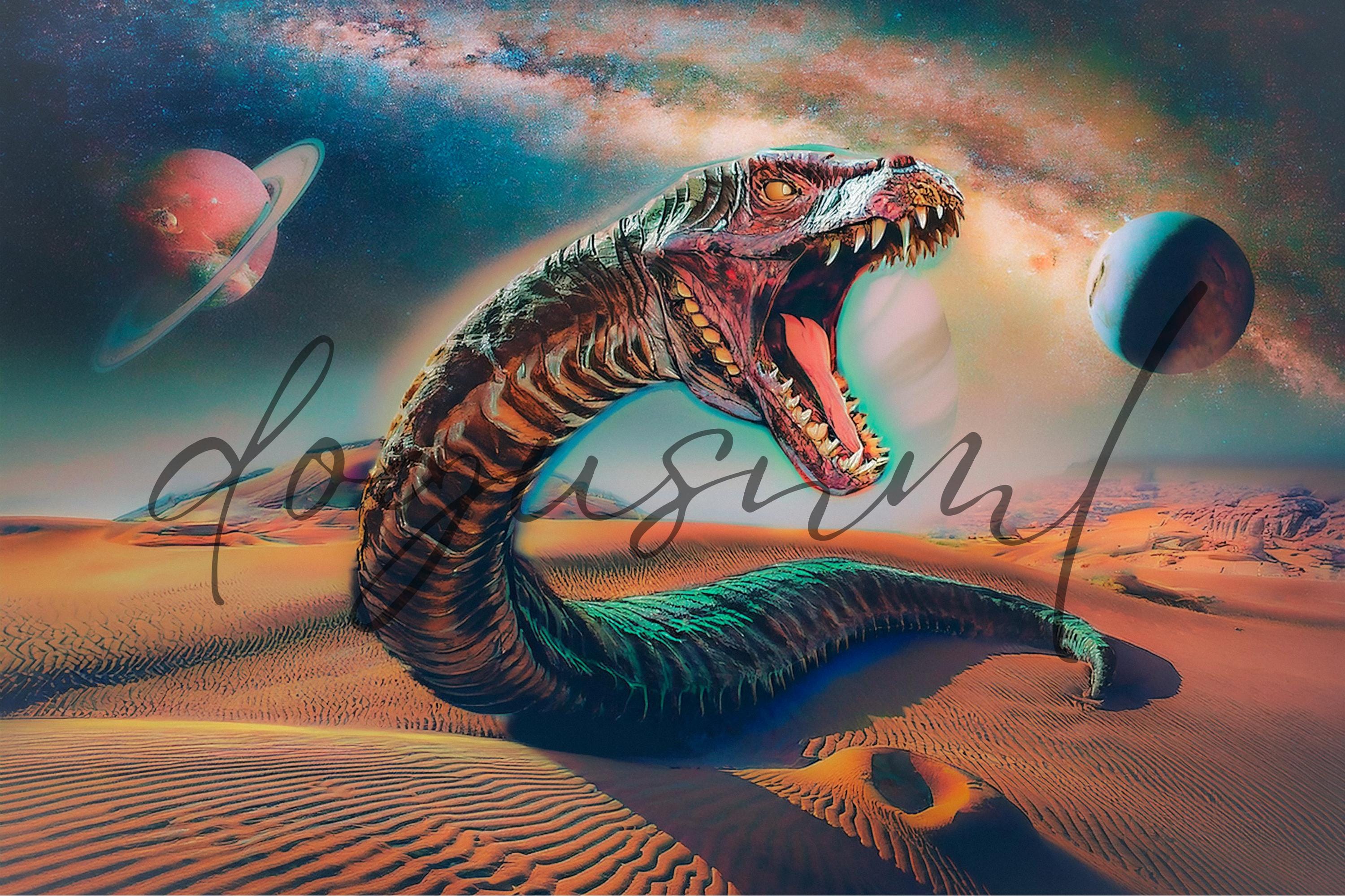 Surreal Sci-fi Giant Desert Worm Gaming Backdrop | High-resolution ...