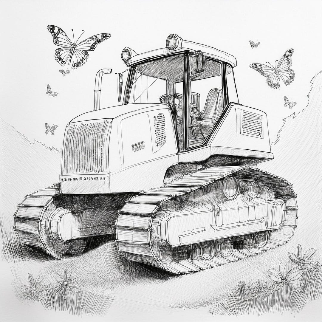 5 Construction Vehicle Coloring Page Printable, Fun Bulldozer Design ...