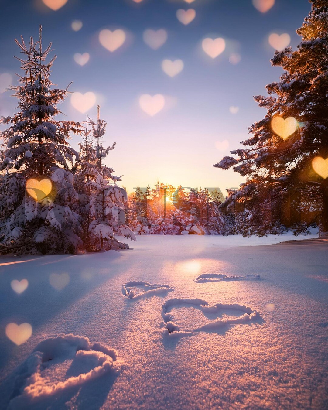 5 Romantic Winter Wonderland Backdrop Cinematic Valentine Overlays ...