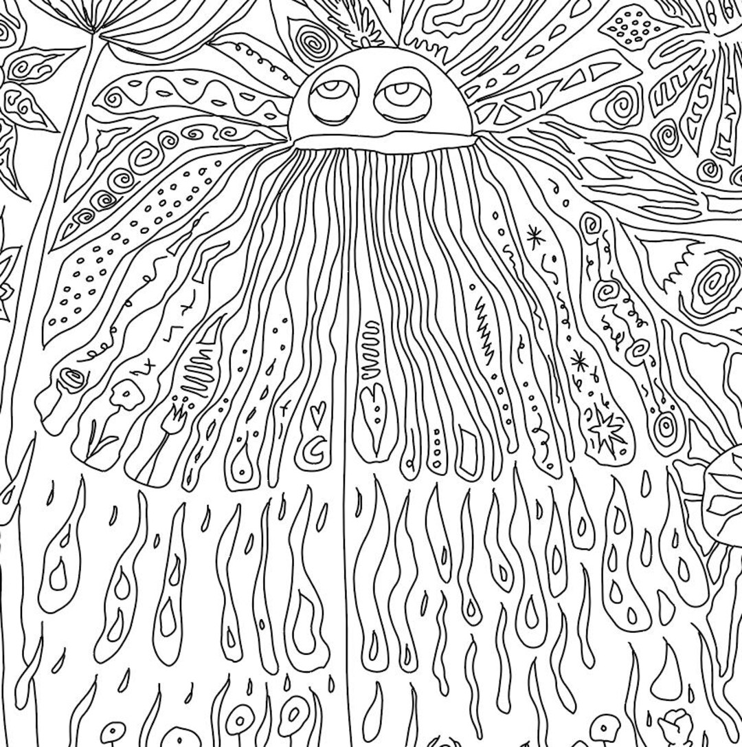 Digital Hand Drawn Adult Coloring Page Flowers Detailed - Etsy