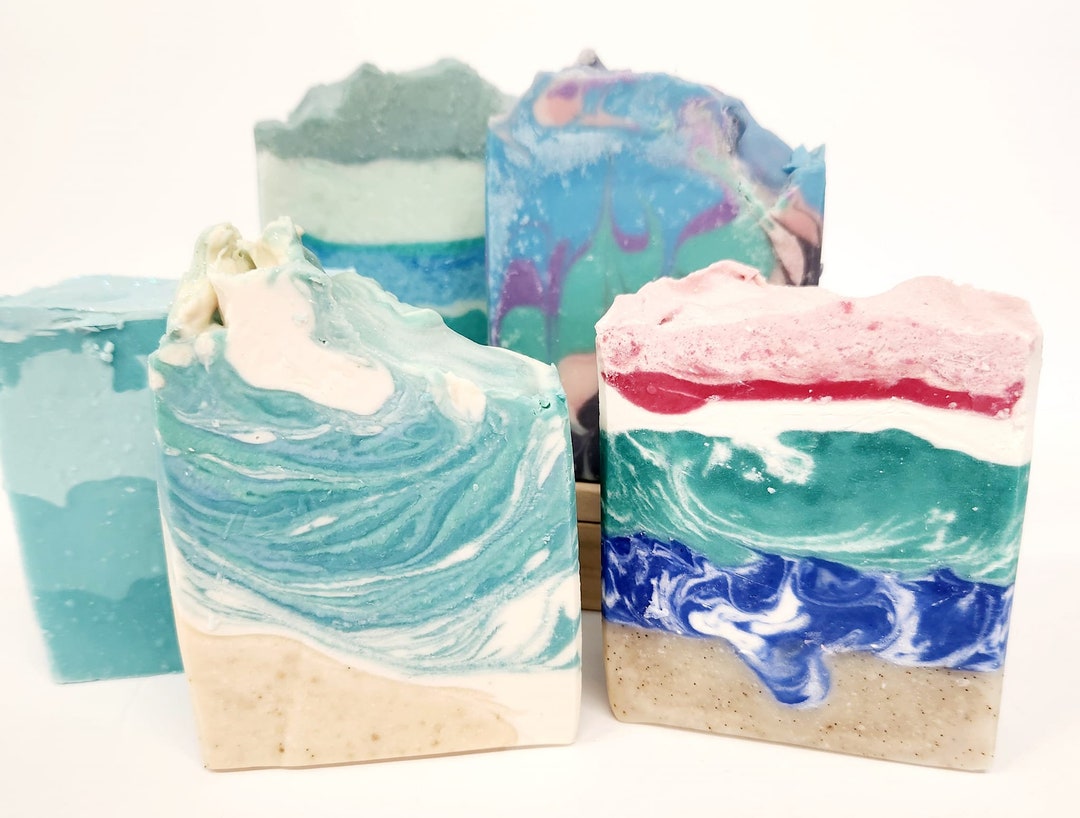 Beach Theme Soap Collection -5 Specialty Designs & Scents - Vegan Blend ...