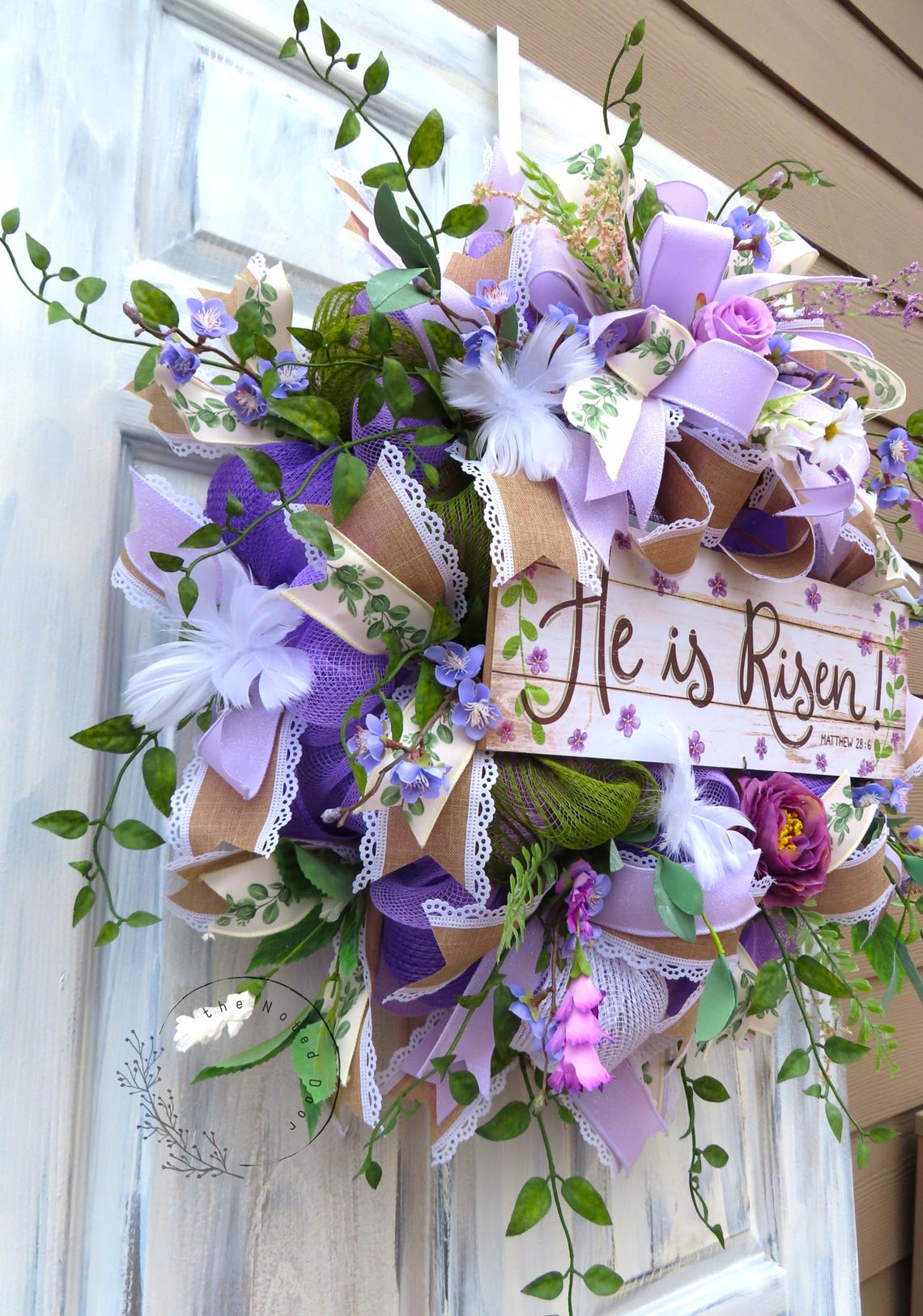 Easter Wreath - He is Risen - Deco Mesh Wreath - Spring Door Wreath ...