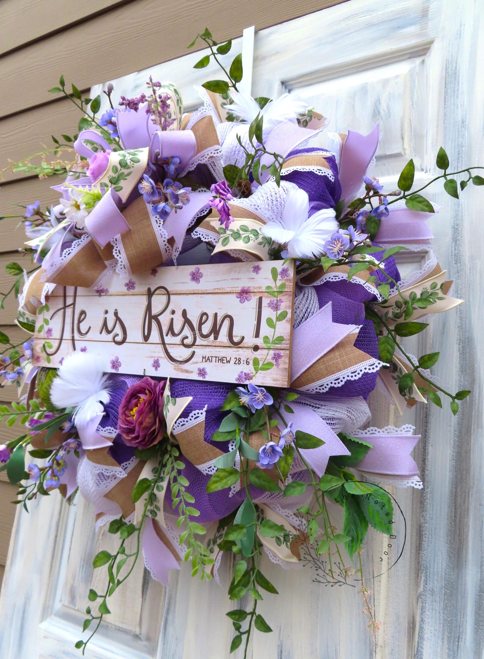 Easter Wreath - He is Risen - Deco Mesh Wreath - Spring Door Wreath ...