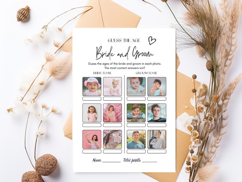 Guess the Age Game Wedding Printable: How Old Were the Bride & Groom ...