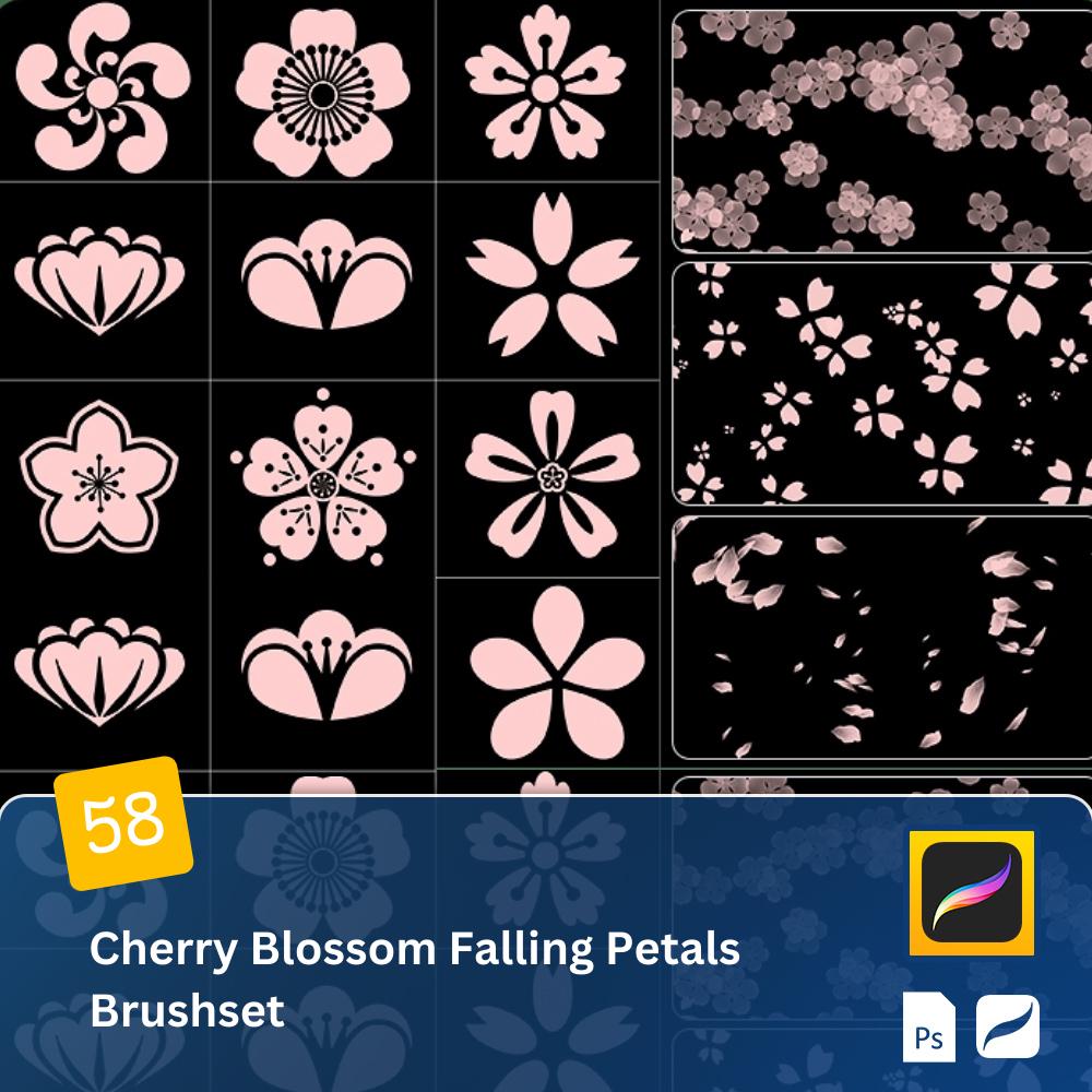 Petal Fall Procreate Brush – Cherry Blossom & Peach Flower Patterns for ...