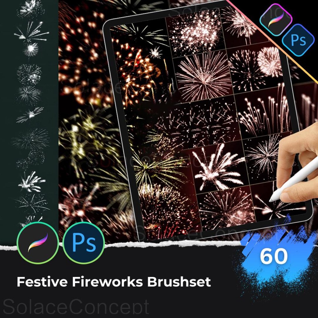 Festival Fireworks Procreate PS Brushset Firework Burst Stamps for ...