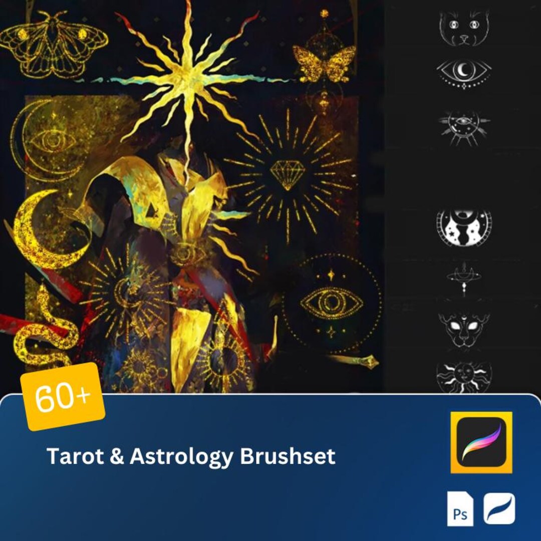 60+ Tarot Astrology Brushes for Procreate & Photoshop - Mystical ...