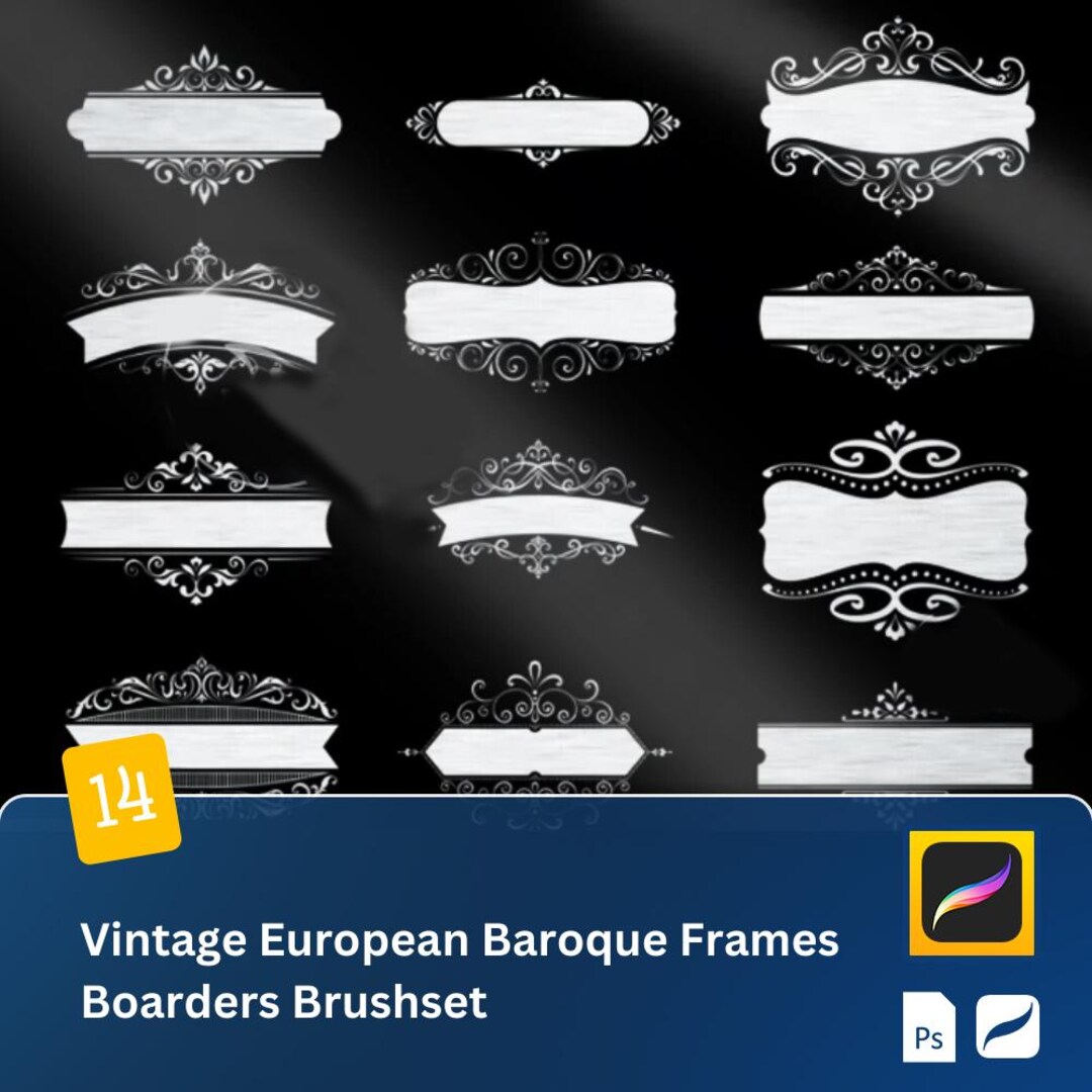 Vintage European Baroque Frames Procreate & PS Brushset, Decorative ...