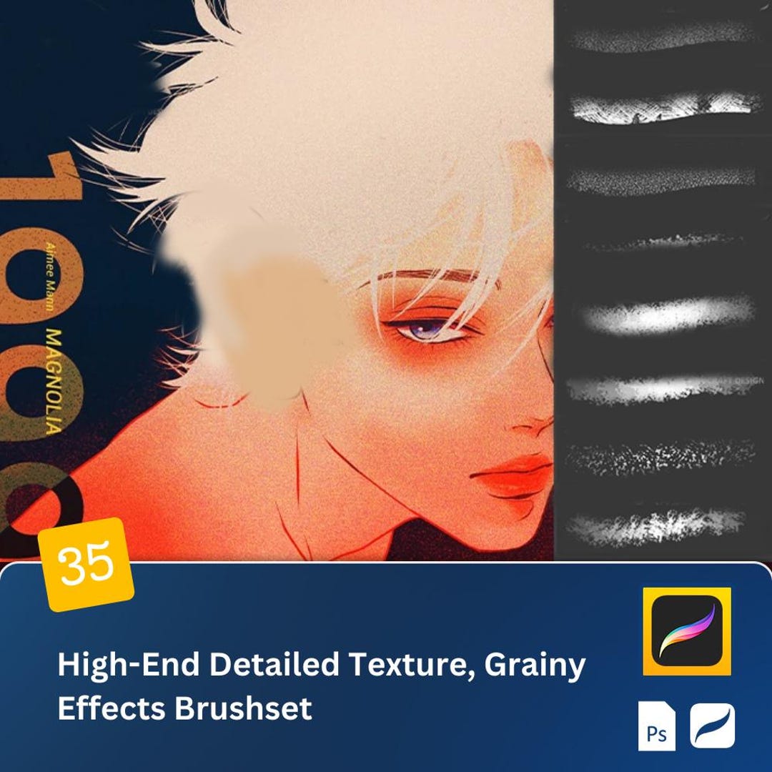 High-end Detailed Texture Procreate and Photoshop Brushset Grainy ...
