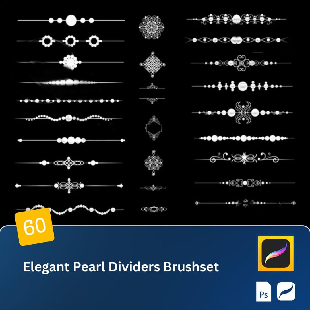 Elegant Pearl Dividers Procreate & Photoshop Brushset Luxurious Jewelry ...