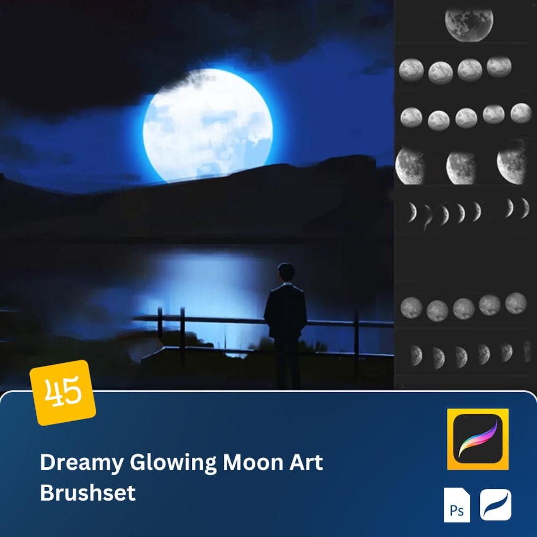 Dreamy Glowing Moon Art Procreate & Photoshop Brushset – Shimmering ...