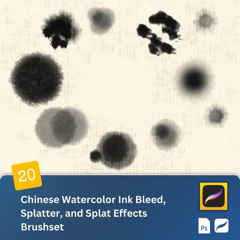 Chinese Watercolor Ink Bleed, Splatter, and Splat Effects, Watercolor ...