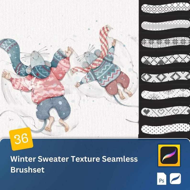 Sweater Texture for Procreate & Photoshop Brushset Knitted Winter ...