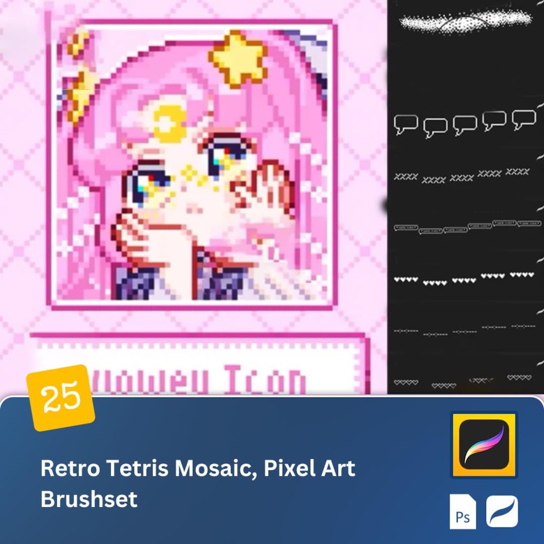 Retro Tetris Mosaic, Pixel Art Procreate & PS Brushset – Create ...