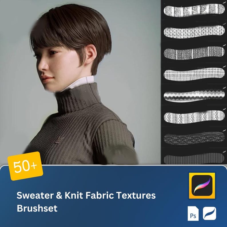 Sweater and Knit Fabric Textures Procreate & PS Brushset– Perfect for ...