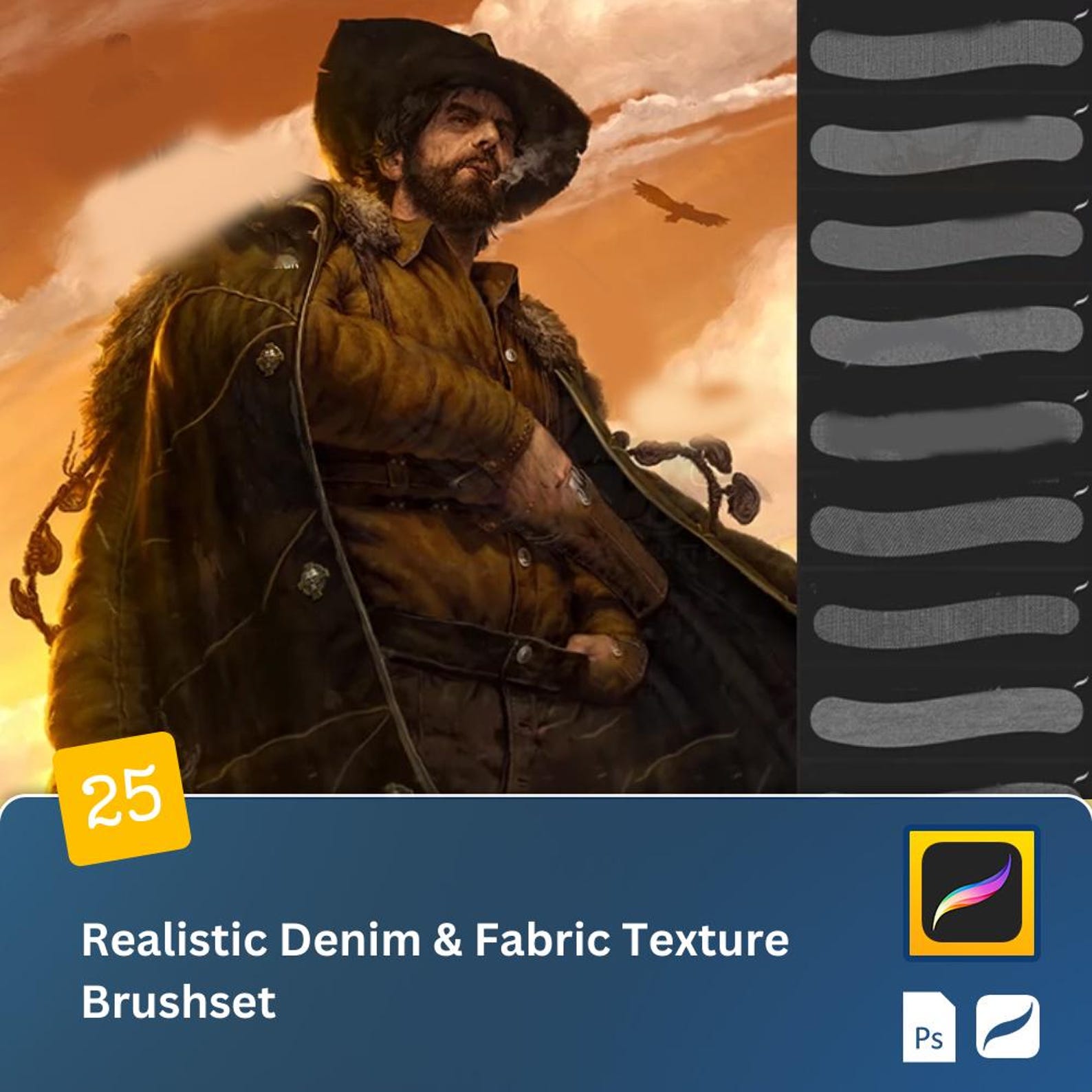 Realistic Denim & Fabric Texture Procreate Photoshop Brushset for ...