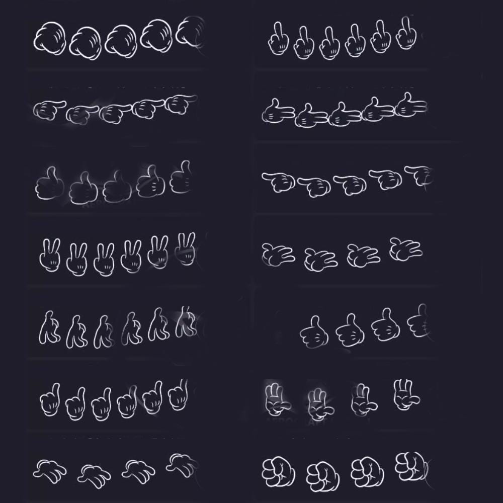 Cartoon Hand Gesture Procreate & Photoshop Brushes Cute Hand Drawn Hand ...