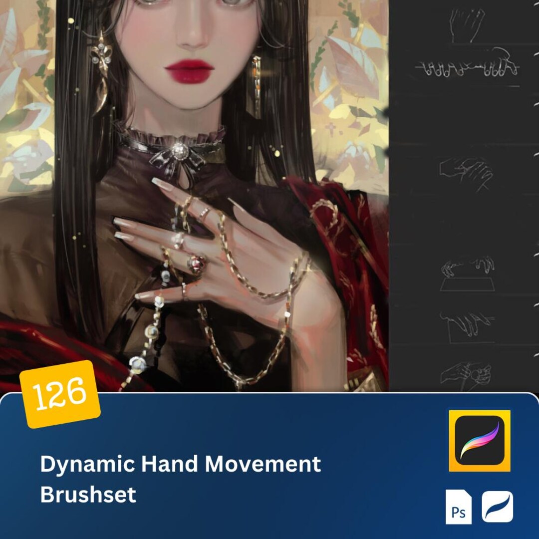 Dynamic Hand Movement Procreate Brush Set Gesture and Action Line Art ...