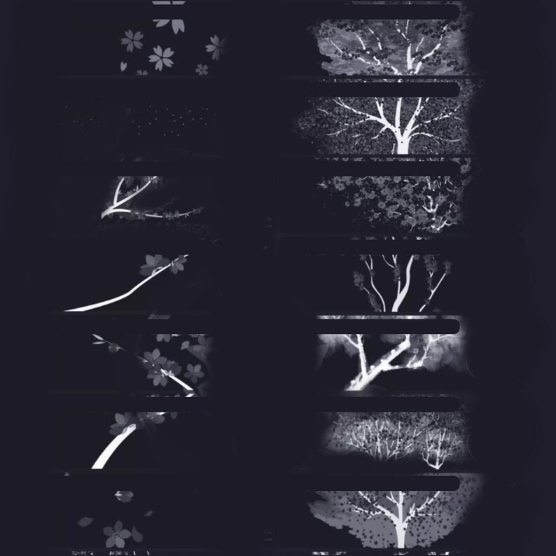 40+ Sakura Tree Illustrations Procreate & PS Brushset Branches, Trunks ...
