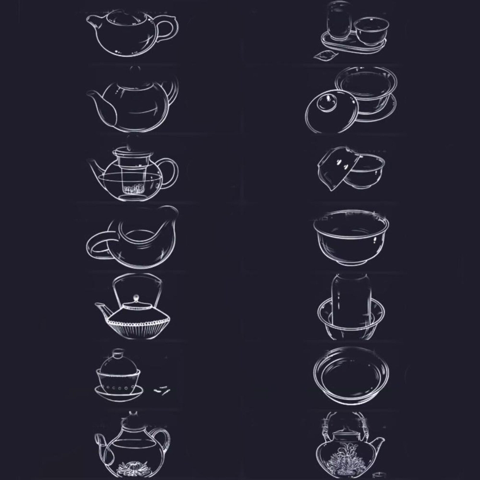 Teapot, Kettle, Teacup Line Art Procreate PS Brushset, Hand-drawn Tea ...